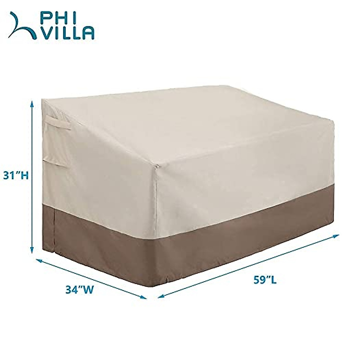 PHI VILLA Patio Loveseat Bench Covers & Deep Seating Chair Cover, Outdoor Patio Furniture Cover Set for Patio Lawn Garden