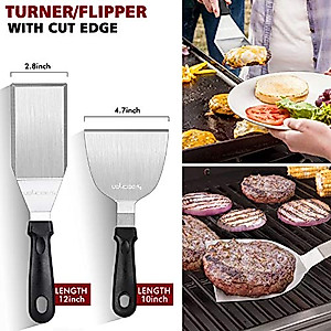 Beichen Griddle Accessories Kit, 14 Pcs Stainless Steel Griddle Grill Tools Set Blackstone and Camp Chef, Professional Grill Spatula Set for Men Women Outdoor BBQ and Camping