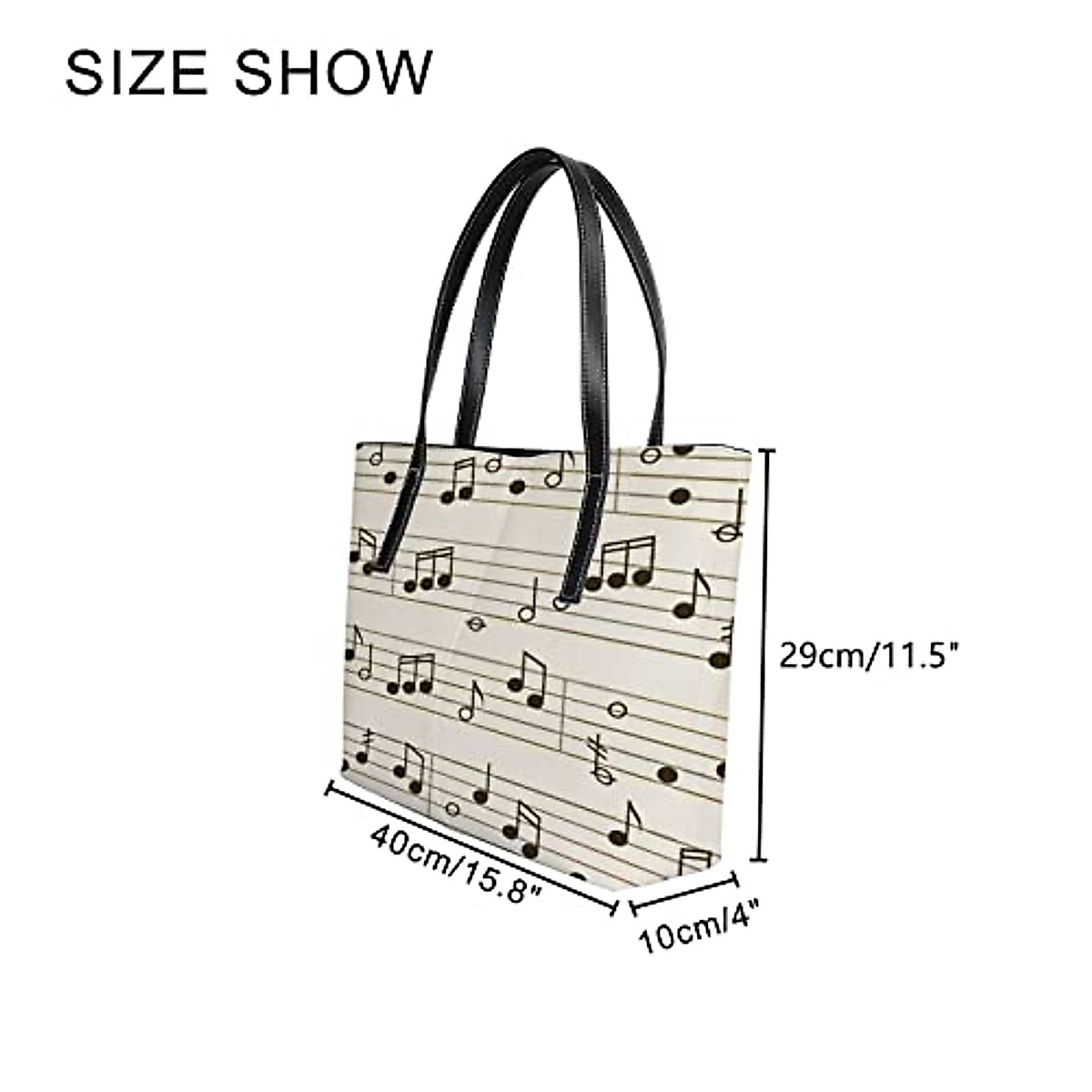 Fashion Tote Handbags Women's Soft Tote Shoulder Bag for Women Work Shopping Top Handle Satchel Bags, 15.8×4×15.4 inches,Retro Notes