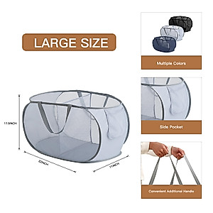 Cosmoharbor Cosmoharbor 3 Pack Laundry Hamper - Pop up Laundry Baskets Mesh Bulk Pop Up Hamper 2 Compartments Foldable Hamper Clothes Hamper Laundry Hamper with Handles