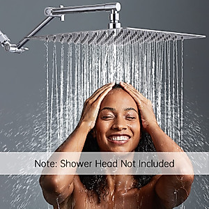 G-Promise Shower Head Extension Arm, 16" Solid Brass Adjustable Extender with Lock Joint, Standard 1/2", Rise or Lower Rainfall and Fixed Shower Head, Height/Angle Adjustable Extension Arm Attachment