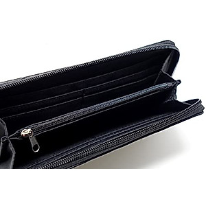 Tommy Hilfiger Women's Logo Jacquard Zip Around Wallet Clutch Bag - Black