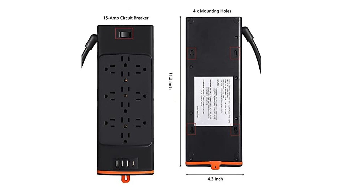Versatile Surge Protector Power Strip with 12 Outlets