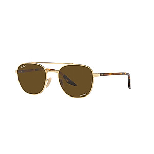 Ray-Ban RB3688 Square Sunglasses, Gold/Polarized Brown, 52 mm