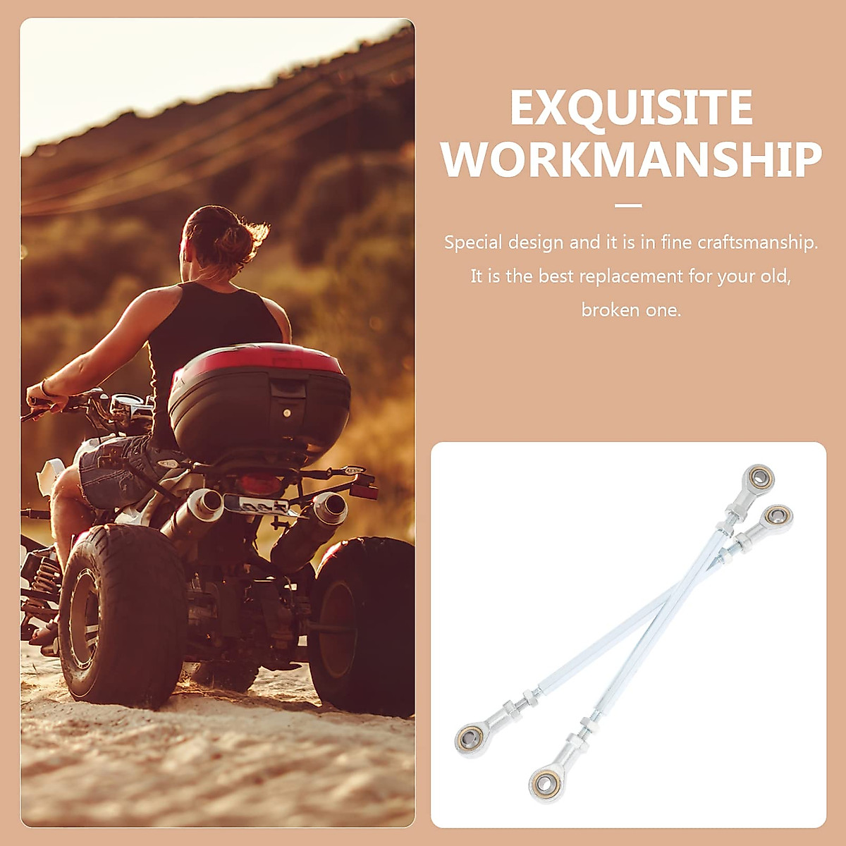 VICASKY 2Pcs Adjustable Steering Tie Rod Ball - Universal Tie Rod End Steering Kit Stainless Ateel Tie Rod for Go Kart Off Road ATV Accessories 290mm