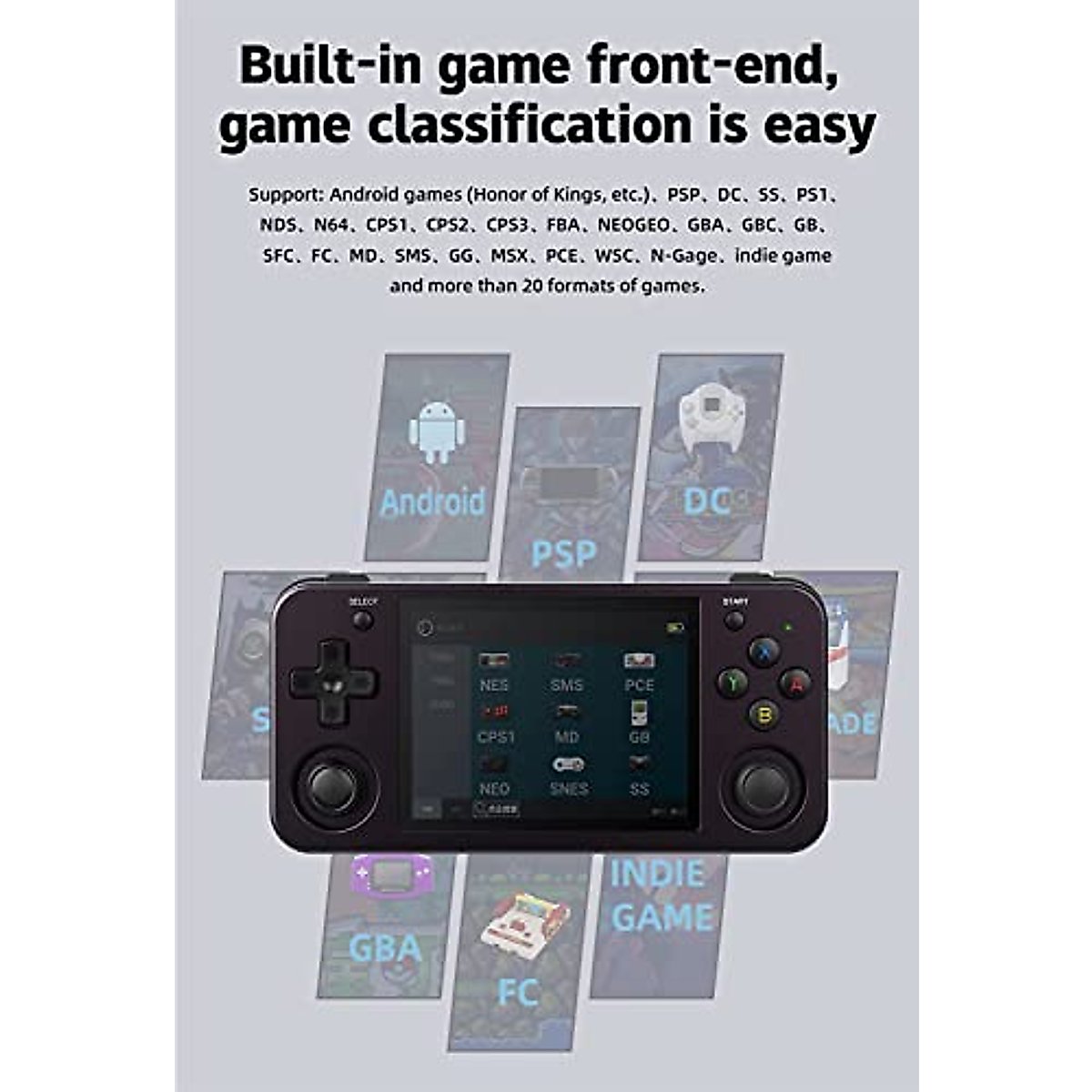 ANBERNIC RG353M Handheld Game Console , Aluminum Alloy CNC Process Dual OS Android 11 + Linux System Support 5G WiFi 4.2 Bluetooth Built-in 64G SD Card 4452 Games (Deep Purple)