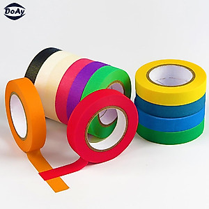 DOAY Colored Masking Tape 1/2" x 15 Yard - Multi Color - Multi Surface Use - 12 Bright Colors