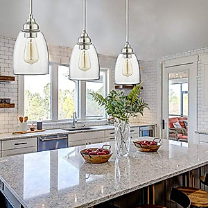 WISBEAM Pendant Lighting Fixture, Hanging Ceiling Lights with E26 Medium Base Max. 60 Watts, ETL Rated, Bulbs not Included, Nickel, 2-Pack