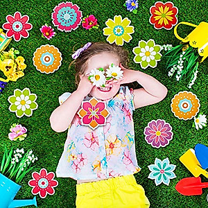 45 Pieces Spring Flower Cutouts Mini Retro Flower Cutouts Springtime Cut-Outs for Bulletin Board Classroom School Party Decoration