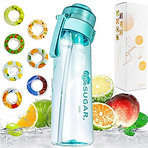 Air Water Bottle with 7 Flavor Pods, 650ML Fruit Fragrance Water Bottle, 0% Sugar Water Cup BPA Free, Sports Water Cup Suitable for Gym and Outdoor Sports (Blue)