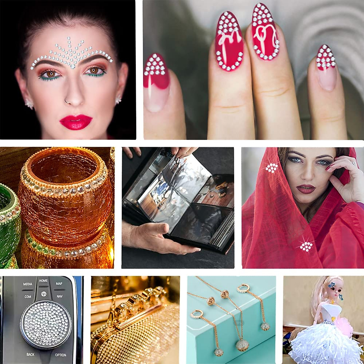 4 Sheets Face Gems Eye Jewels Rhinestones Stickers, Small Face Gems, Self Adhesive Rhinestones Stickers for Face, Acrylic Self Adhesive Crystal for Makeup Face Eye Rhinestones Gems Jewels Stick on