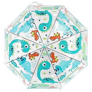 CYBYQ-Family Kids Clear Umbrellas for Rain,Safety Transparent Dome Bubble Umbrella Windproof for Toddler Boys Girls (Dinosaur)