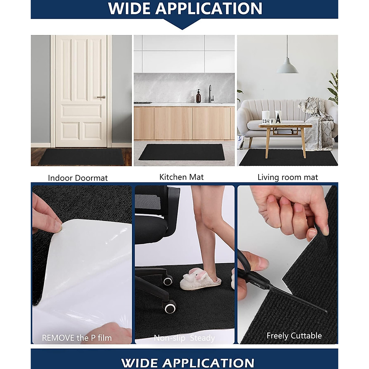 Office Chair Mat, aidoupetPrivateorder Opaque Office Desk Chair Mat for Hardwood Floors Chair Mat Floor Protector Desk Mat Multi-Purpose for Home 0.16" Thick 55"x35" Freely Cuttable (Black)