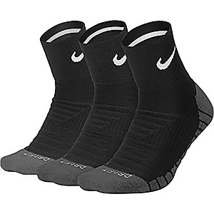 Nike Dri-Fit Half Cushion Quarter Socks (3 Pack),Black/Anthracite/White,X-Large