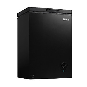 Igloo 3.5 Cu. Ft. Chest Freezer with Removable Basket and Front Defrost Water Drain, Small Deep Freezer Perfect for Homes, Garages, and RVs, Black