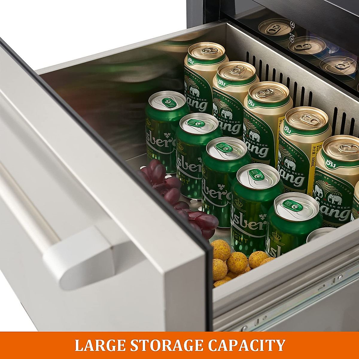 TECSPACE 24" 5.12 Cu.ft Undercounter Refrigerator 2 Drawer Indoor/Outdoor, Dual-zone Compressor, Intelligent Temperature Control For Home and Commercial Use