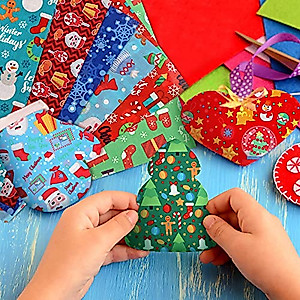 20 Pieces Christmas Fabric Fat Quarters Christmas Fabric Bundles Precut Fabric Squares Christmas Tree Snowflake Printed Fabric Scraps for Dress Apron DIY Crafts (Vivid Pattern, 10 x 10 Inch)