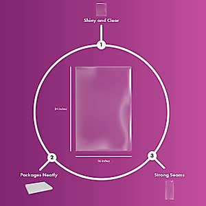 Purple Q Crafts Clear Basket Bags 16” x 24” Cellophane Gift Bags, Small 1.2 Mil Thick (20 bags)