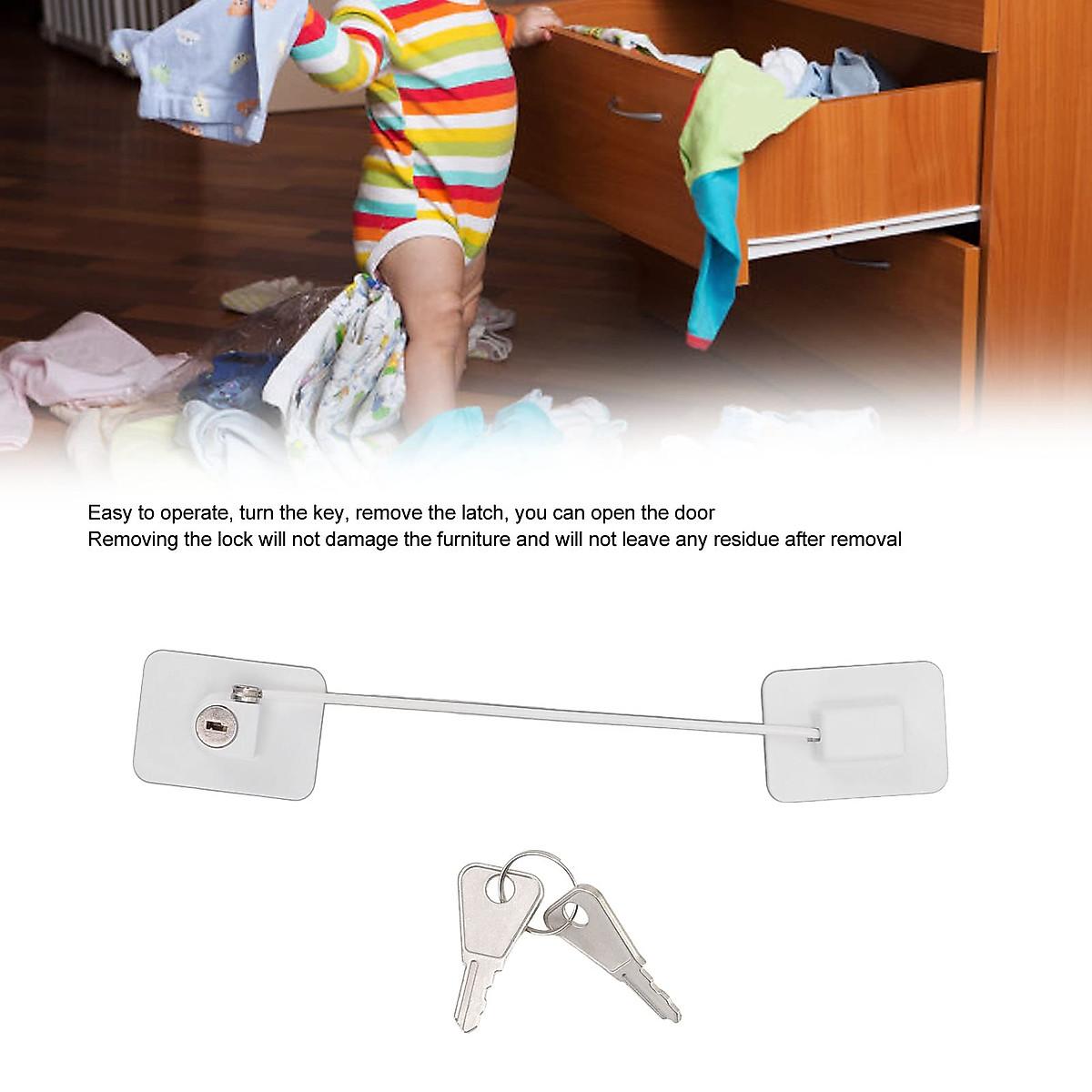 Refrigerator Lock Childproof Freezer Lock Child Safety Cabinet Drawer Lock with 2 Keys