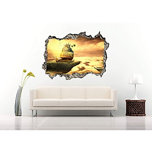 3D Conch with The City in its Carapace and The Sunset Wall Decal Nursery Wall Stickers, Decor for Home Bedroom Children
