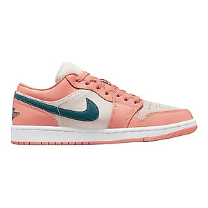 Nike Women's Air Jordan 1 Low UNC Basketball Shoe, Lt Madder Root/Dark Teal Green, 9