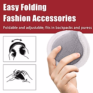 GERGELLA Plush Ear Muffs Winter for Women, Warm Ear Warmers for Cold Weather Plush Earmuffs Soft Cute Foldable Light Grey