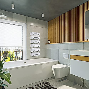 Towel Rack,Towel Holder for Bathroom Wall, Wall Towel Rack for Rolled Towels Wall Mounted Storage Organizer for Towels,Robes,Wine, Yoga Mat(Black)