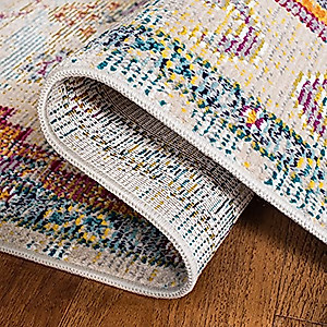 SAFAVIEH Crystal Collection Area Rug - 8' x 10', Light Blue & Fuchsia, Medallion Distressed Design, Non-Shedding & Easy Care, Ideal for High Traffic Areas in Living Room, Bedroom (CRS501B)