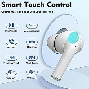 Wireless Earbuds, Bluetooth 5.2 Headphones Mini Wireless in Ear with ENC Noise Cancelling Mic, 30H with HiFi Stereo IP7 Waterproof Earphones Air Buds Pro Touch Control Smart Pop-up Auto Pairing