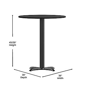 Flash Furniture 36'' Round Black Laminate Table Top with 30'' x 30'' Bar Height Table Base