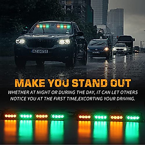 XRIDONSEN Amber Green Emergency Dash Strobe Lights Safety Flashing Warning Hazard Interior Front/Rear Windshield Deck Split Light Bar w/Digital Display Controller for Construction Vehicles Trucks
