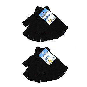 SATINIOR 4 Pairs Winter Half Finger Gloves Knitted Fingerless Mittens Warm Stretchy Gloves for Men and Women (Black)