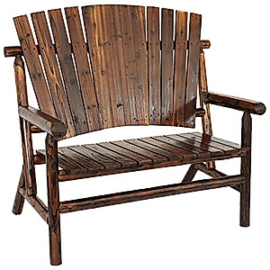 Sunnydaze Rustic Wood Outdoor Bench - Fir Construction with Charred Finish and Clear Lacquer - Comfortable Seating for 2 Adults - Perfect for Front Porch, Garden or Patio - 51-Inch