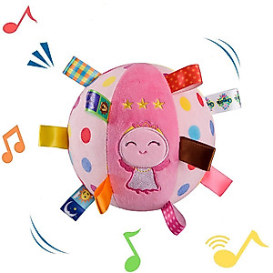 StoHua Baby Colorful Tag Ball - Soft Plush Rattle Ball Toy for Early Educational, Stuffed Animal Multi Sensory Toy for Baby Kids Toddlers Infants, Ribbon Tag Ball