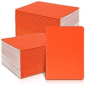 Ctosree 50 Pcs Small Lined Notepads Bulk Mini Journal Memo Pocket Notebooks Mini Composition Notepad Office School Gifts Supplies for Kids Students, 24 Sheets, 5.5 x 3.5 Inches (Orange)