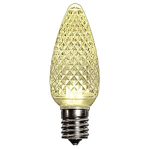 25 Pack Warm White C9 LED Replacement Bulbs Faceted Warm White LED Christmas Light Bulb 2 SMD LEDs in Each Bulb Fits E17 Socket Commercial Grade Indoor and Outdoor Use