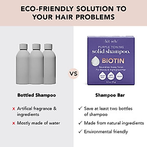 Kitsch Toning Purple Shampoo Bar for Blonde Hair with Biotin for Strengthening Hair & Neutralizing Brassy Tones | Vegan Solid Shampoo Bar for Hair Shine | Zero Waste, 3.2 oz
