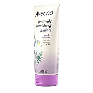 Aveeno Positively Nourishing Calming Body Lotion with Lavender, Chamomile, Soothing Oatmeal & Shea Butter, Daily Moisturizing Lotion for All-Day Hydration & Dry Skin Relief, 7 Oz