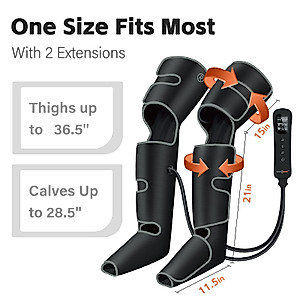 SHINE WELL Leg Massager with Heat and Compression, Leg Compression Massager for Circulation, 3 Heat 3 Modes 3 Intensities Full Leg Massager for Pain Relief and Swelling, FSA HSA Eligible