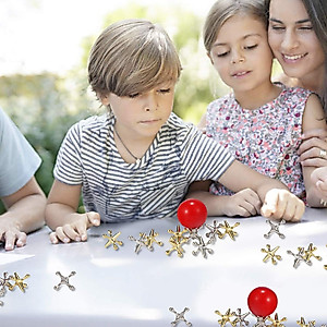 Legigo 3 Sets Retro Metal Jacks and Ball Game Toys Kit,Include 3 Pieces Red Rubber Balls and 30 Pieces Gold and Silver Metal Jacks for Kids and Adults,Classic Game of Jacks for Party Favor