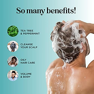 Rosemary Tea Tree Mint Shampoo - Clarifying Shampoo for Build Up and Flakes with Peppermint Oil and Tea Tree Essential Oil for Dry Scalp Treatment - Deep Cleansing Peppermint Tea Tree Shampoo (8oz)