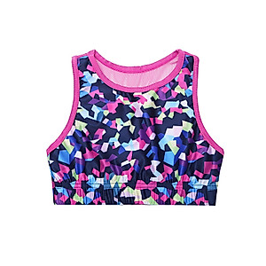 iiniim Kids Girls Athletic Tracksuits Sports Bra Crop Top With Leggings Gym Workout Outfits for Yoga Running Cycling Rose_Red 10