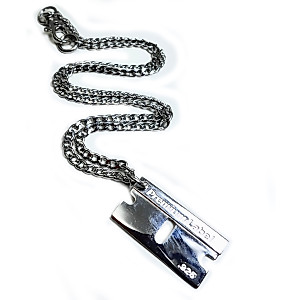 Premium Label - Bad Habits - Luxury Razor Blade Silver Charm .925 Plata Punk, Gothic, Streetwear, Dog Tag, Curb Grunge Chain - Made in JAPAN