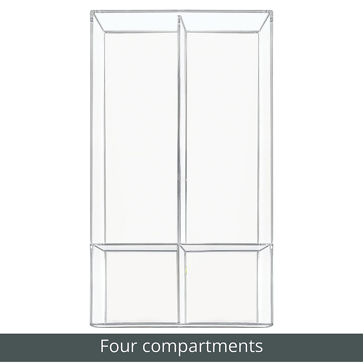 mDesign Plastic Divided Makeup Organizer Holder Tray for Bathroom Drawer, Vanity, Countertop Storage - Cosmetic Organization Holds Palettes, Brushes, Accessories - Lumiere Collection - Clear