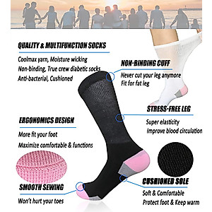 SYOLLAVE Womens Diabetic Athletic Crew Socks Non Binding Extra Wide bariatric Socks for Large Size Lympaedema Edema Swollen Foot