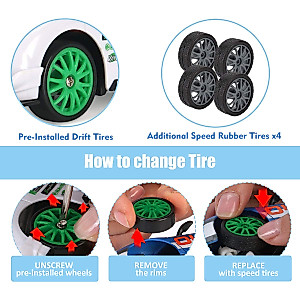 Liberty Imports RC Drift Car 1/24 2.4GHz 4WD Remote Control Sport Racing On-Road Vehicle with LED Light, Batteries and Drift Tires (White)