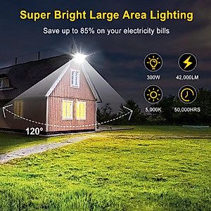 ADUB 300W LED Flood Light Outdoor, ETL Listed LED Stadium Light 42000LM 5000K, IP65 Pole Fixture Security Floodlight, Commercial Street Area Lighting for Parking Lot Yard Playground, AC100~277V