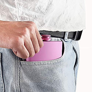 FYL Hip Flask for Liquor Matte Light Purple 8 Oz 18/8 Stainless Steel Leakproof with Funnel, Never-Lose Cap Flask