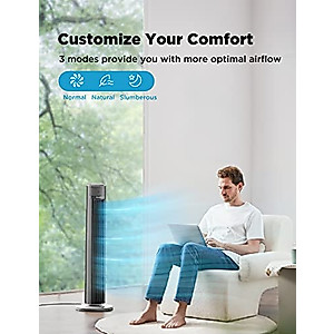 PELONIS 40''Oscillating Tower Fan | Remote Control | Quiet Stand Up | 3 Speed Settings | 3 Modes |15-Hour Timer | LED Display | for Bedroom Home Office Use| Black