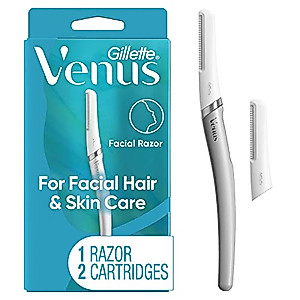 Gillette Venus Facial Razor, Exfoliating Dermaplaning Tool for Face with 2 Blade Refills, Face Razors for Women
